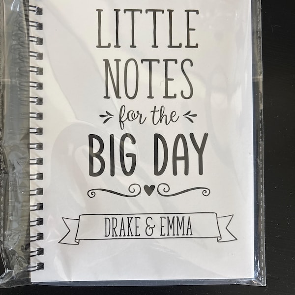 Little Notes for the Big Day, Personalized, 5" X 7" Wedding Notebook ...