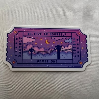 Ticket Cute Aesthetic Vinyl Sticker Valentines Day Stickers, Kawaii ...