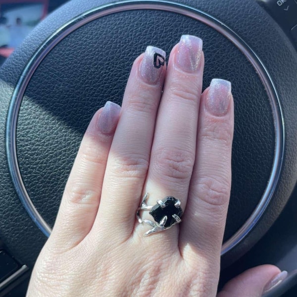Beautiful 925 Black Obsidian Ring / Sterling Silver Designer Ring ...