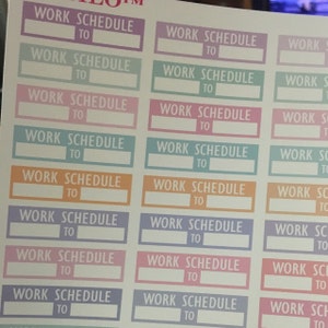 WORK SCHEDULE Stickers Pastels. Planner Stickers. Calendar Stickers ...