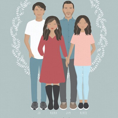 Custom Family Portrait PRINTABLE, Personalized Extended Family ...