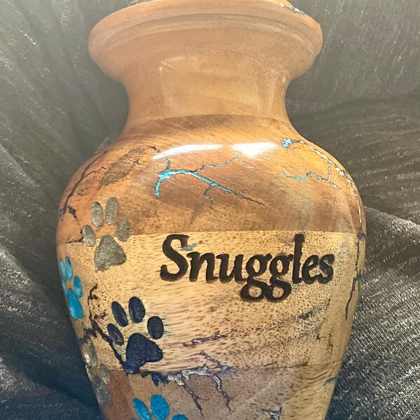 Carved Border Wooden Urn for Ashes | Handmade Cremation Urn for Human ...