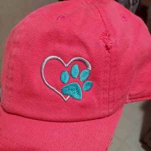 Paw Print Hat Distressed Baseball Cap OR Ponytail Hat Dog Mama Dog Mom ...