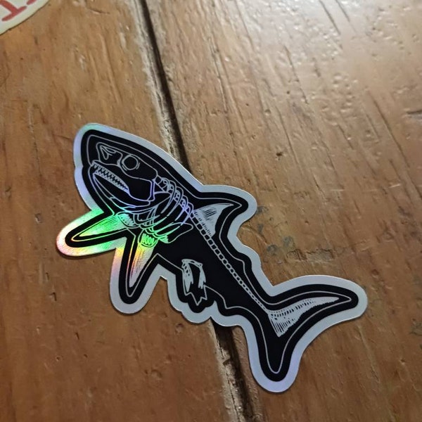 Holographic Skeleton Shark Sticker, Shark Sticker, Skeleton Sticker ...