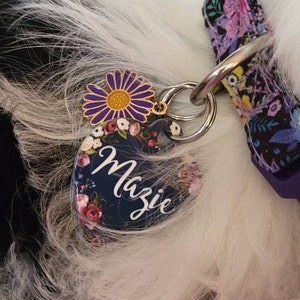 Pretty Dog Tag for Dog Faux Wood Girl Dog Name Tag - Etsy