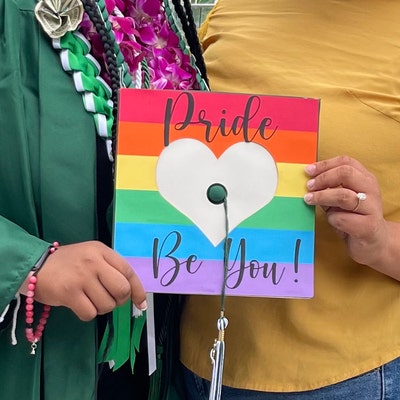 LGBT Pride Stripes With Heart Graduation Cap Decoration SVG for Cut or ...