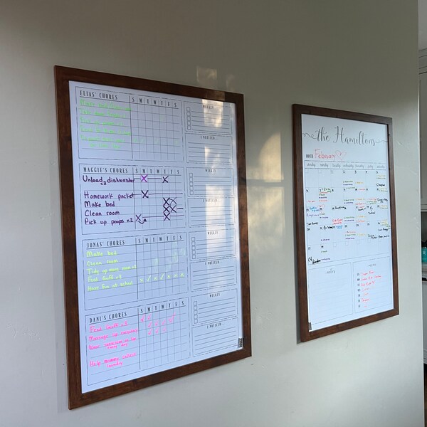 Four Child Whiteboard Framed Chore Chart , 24x36 , Weekly Chores , Dry ...