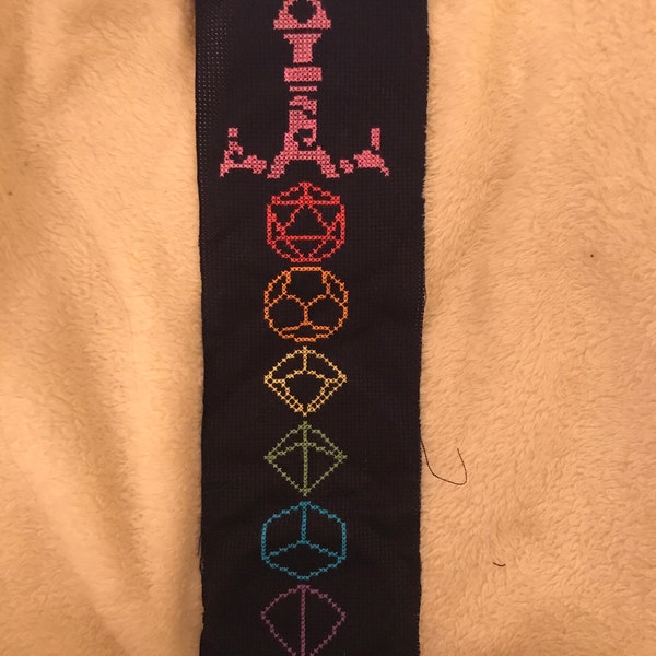 Dice Sword Cross Stitch Pattern, Rainbow Game Embroidery, Dice ...