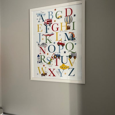 ABC Poster Blue Alphabet Poster Animal Alphabet Print - Etsy