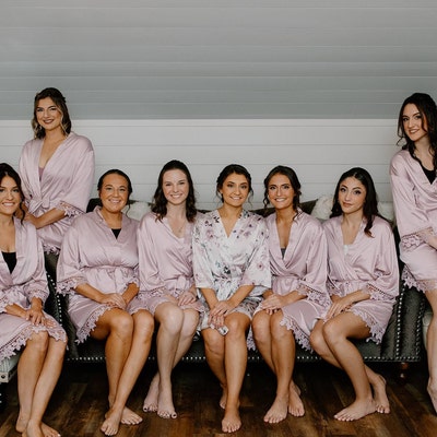 Bridesmaid Robes Set of 4,5,6,7,8,9,10,11,12,13,14,15, Silk Bridesmaid ...