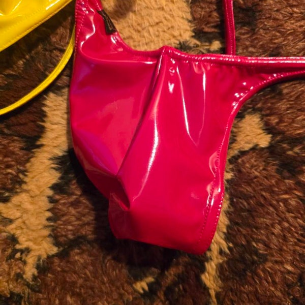 Men Stretch Vinyl Mini String Thong Swim String Jp-beach Handmade XS ...