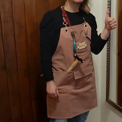 Personalized Utility Bib Neck Leather Straps Restaurant Barista Cafe ...