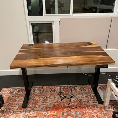 Live Edge Walnut Standing Desk Sit Stand Desk With Drawer Walnut Adjust ...