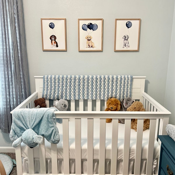 Puppy Dog Nursery Theme, Navy Blue Baby Nursery, Dog Watercolor Art ...