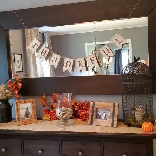 THANKFUL Homemade Book Page Banner Fall Thanksgiving Decor Decoration ...