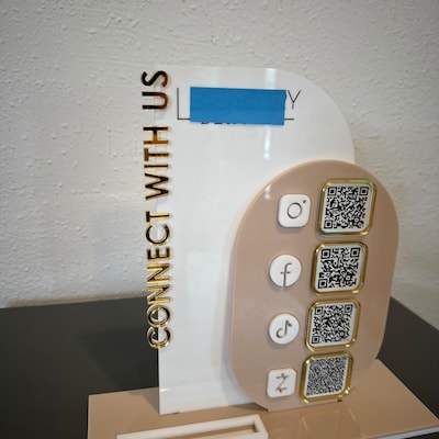 The Round Acrylic Modern QR Sign Freestanding Code Instagram Acrylic ...