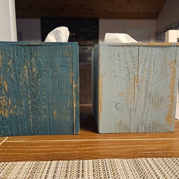 Painted Reclaimed Wood Tissue Box Cover - Rustic Barn Style Wood Facial ...