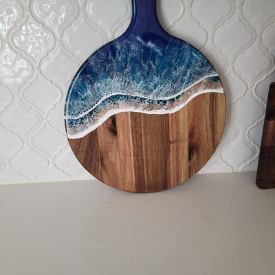 Small 6 Ocean Wave Resin Round Plate, Gift Idea, Ring Dish, Charcuterie ...