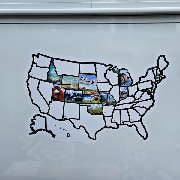 RV State Sticker Travel Map - [11" X 17"] - USA States Visited Decal ...