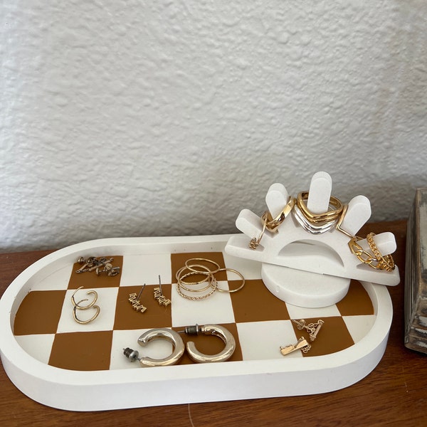 Decorative Tray, Jewelry Dish, Catch All Tray, Checkered Trinket Tray ...