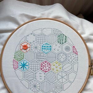 Hexagon Sampler, Pre Printed Fabric Panel PLUS PDF Pattern, Beginner ...