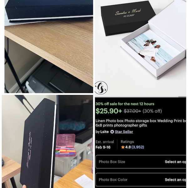 Linen Photo Box Photo Storage Box Wedding Print Box 4x6, 5x7, 6x8 ...