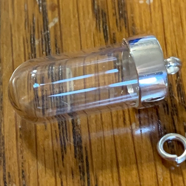 Large STERLING /GOLD Wide Mouth Glass Tubes Vials Pendants 10/12mm ...