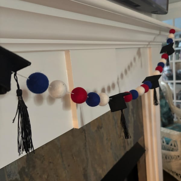 Blue Winter Felt Ball Garland- Blues, Gray, White- Christmas Mantle ...