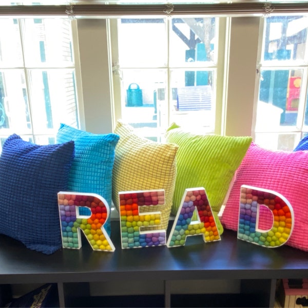 Customizable 3 Sizes READ Letters - Colorful Art for Kids Play Room ...