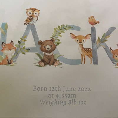 Printable Baby Boy Name Sign, Boy Baby Name Sign, Personalised Baby ...