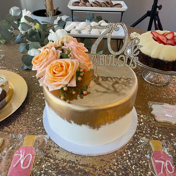 70 Birthday Cake Topper | GOLD 70 and Fabulous | Fun 70th Birthday ...
