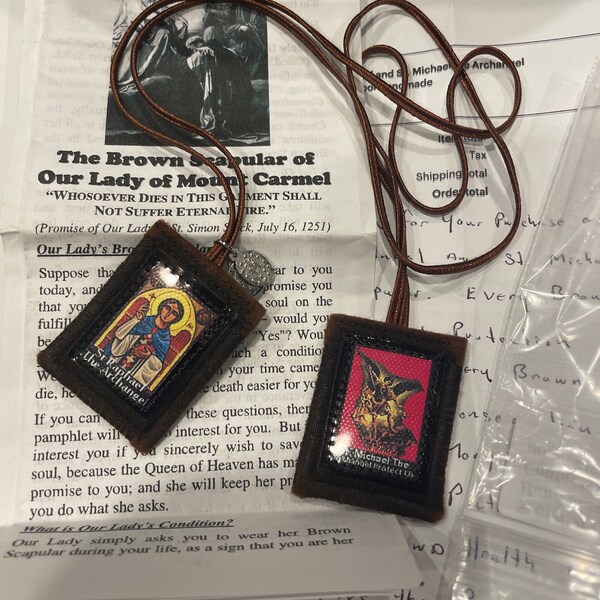St. Raphael the Archangel and St. Michael the Archangel Brown Scapular ...