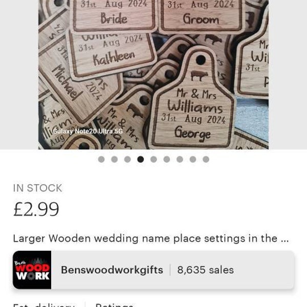 Large Cow Ear Tag Wooden Wedding Name Place Settings. Farmers Wedding ...