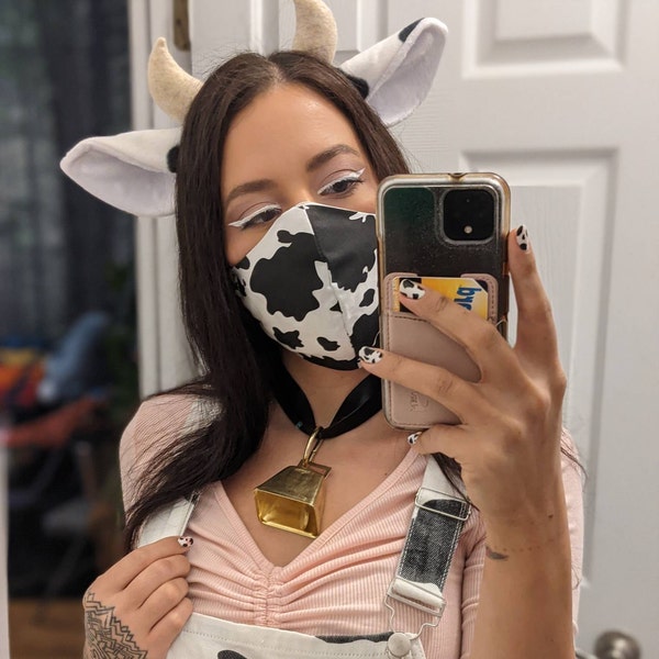 Cow Print Ribbon and Cowbell Collar - Etsy