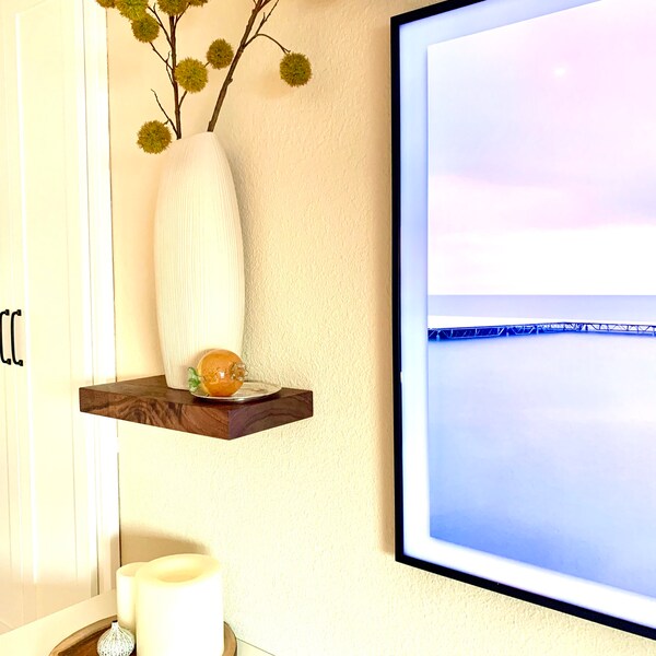 Walnut Floating Shelves With Bracket Dark Wood Floating Shelves, Walnut ...