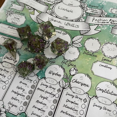 Dnd Printable Character Sheet, Dnd Botanical Character Sheet, Dnd ...
