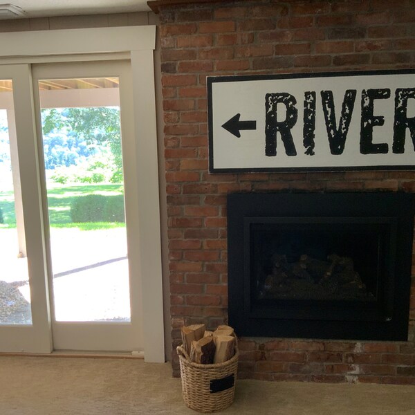 River Signs, Rustic River Sign With Arrow 16 X 36 or 22 X 52, River ...