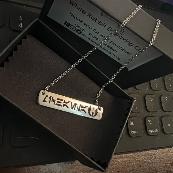 Star Wars Aurebesh Name Necklace, Jedi Order Custom Rebel Alliance Star ...