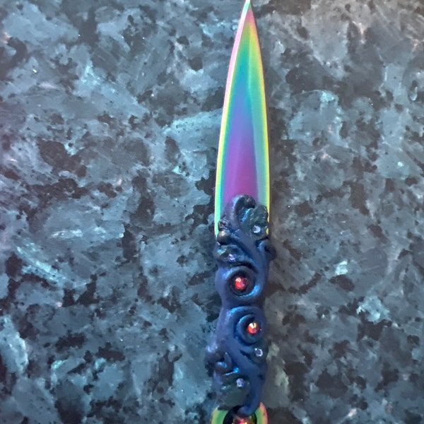 Mini Wiccan Athame Swirls Crystal Blade / Wicca Ritual Knife Ritual ...