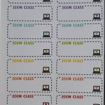 Zoom Meeting OR Class Labels Dash Outline Quarter Sized Planner ...