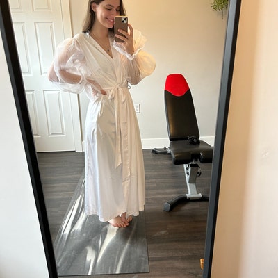 Long Lace Robe, Bridal Robe With Train, Maxi Bridal Robe, Bridesmaid ...