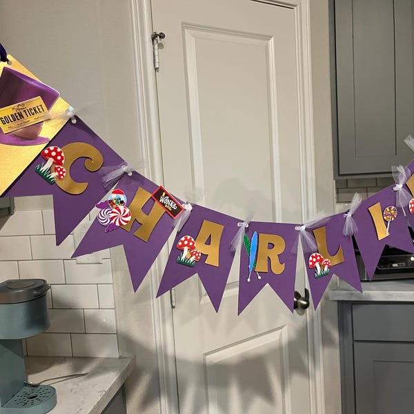 Willy Wonka Name Banner, Willy Wonka Banner, Willy Wonka Party Decor - Etsy