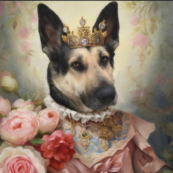 Custom Queen Pet Portrait Memorial, Regal Cat Painting, Pet Lovers Gift ...