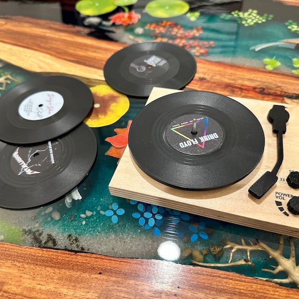 Funny Vinyl Record Coasters With Turntable Holder - Make a Set With 26 ...