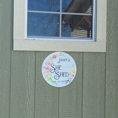 Personalized She Shed Sign, She Shed Gift, Pink Flowers Custom Woman's ...