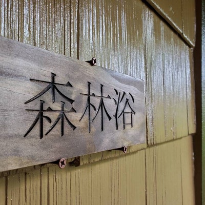 Japanese Bath House 銭湯 Wooden Engraved Sign Vertical Text Weather ...