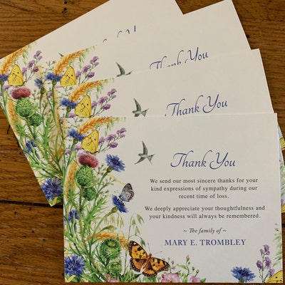 Sympathy Acknowledgement Cards, Funeral Thank You and Bereavement Notes ...