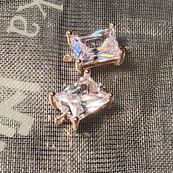 2 Aqua Blue Aquamarine Geometric Rectangle Glass Connectors, Beads ...