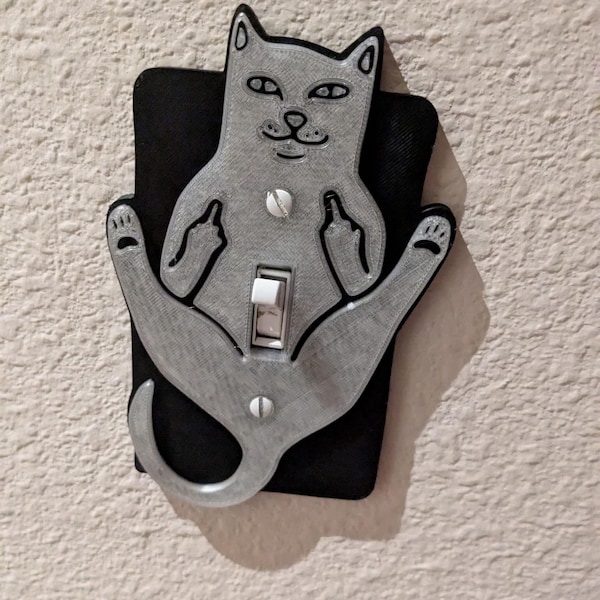 Funny Cat Middle Finger Light Switch Cover - Gag Gift - Unique Home ...