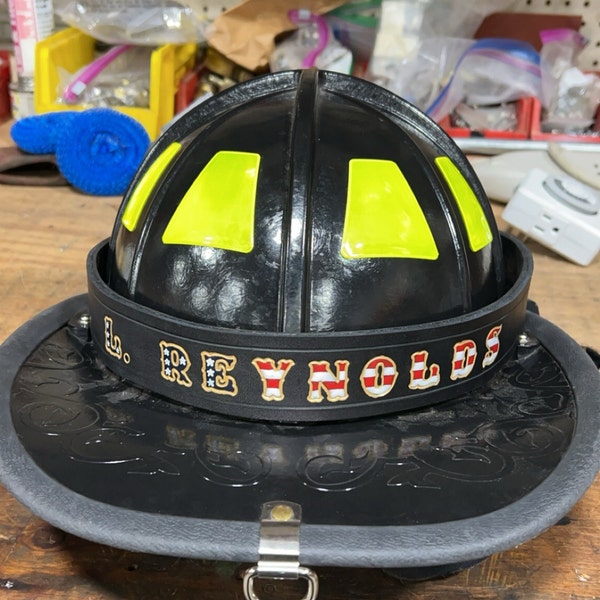 Personalized Firefighter Leather Helmet Band - Etsy